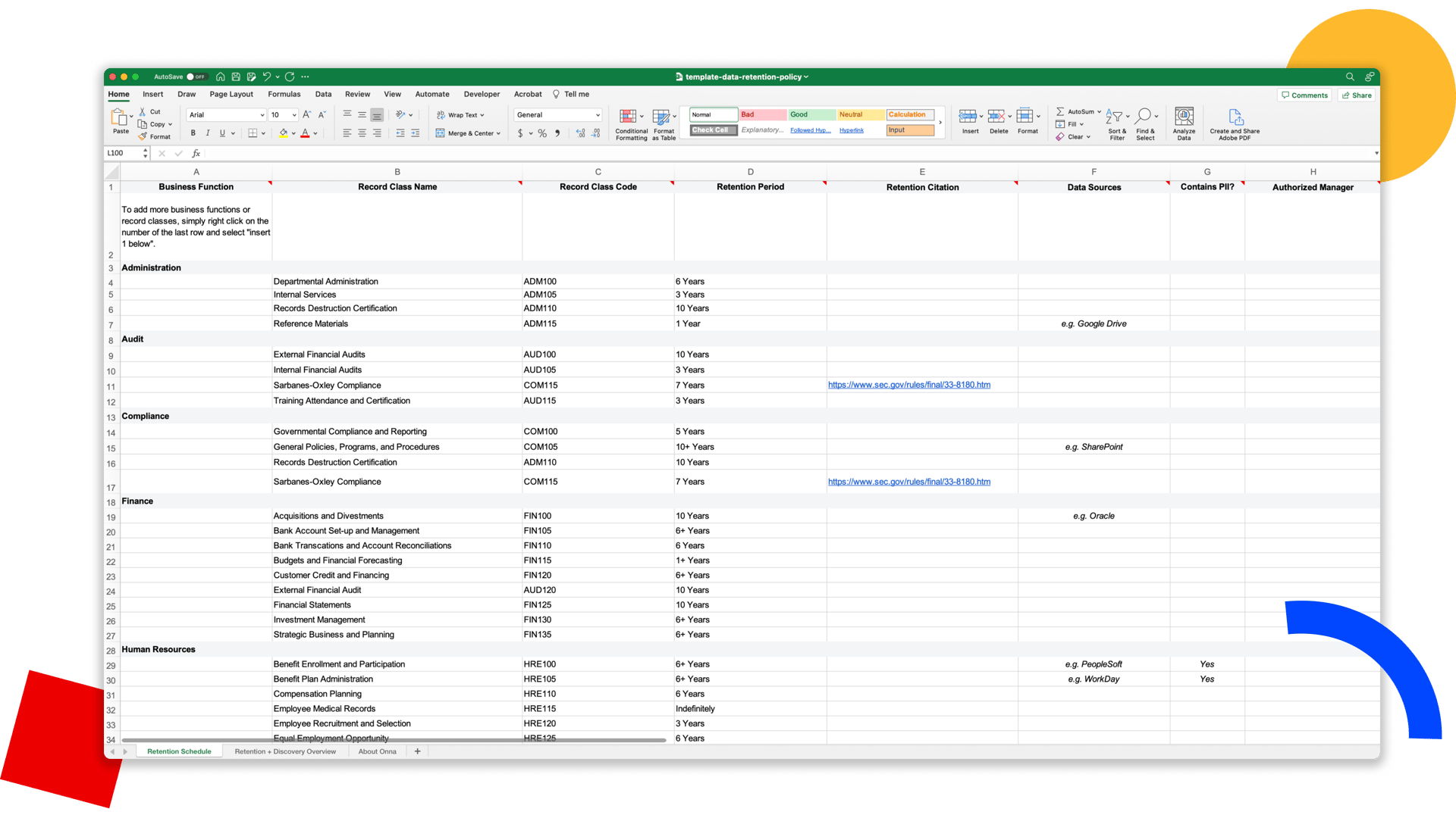 Free data retention template – Onna